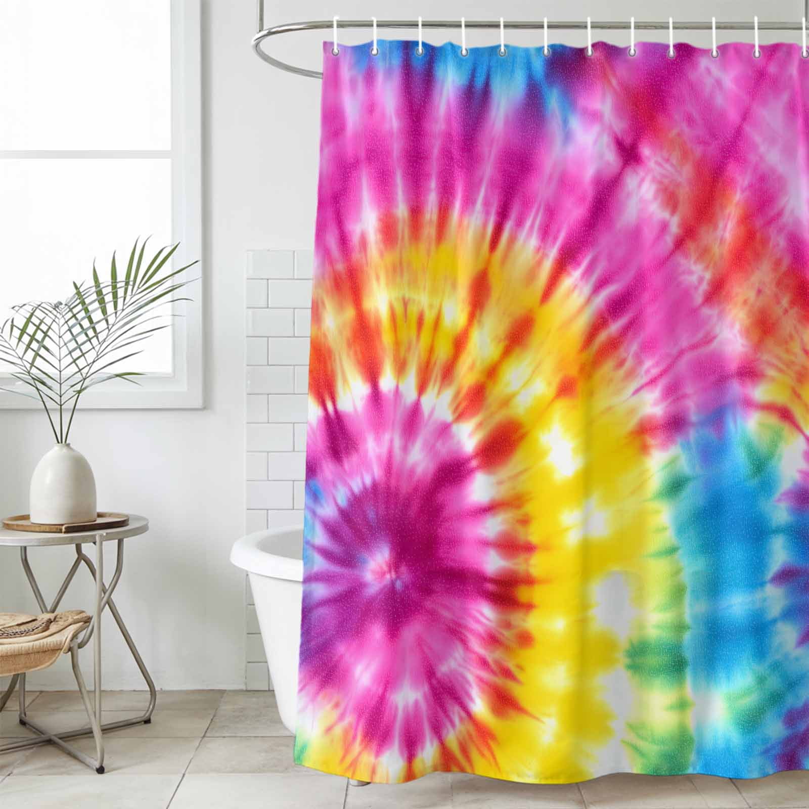 Colorful Boho Waterproof Fabric Shower Curtain,Pink Yellow Blue Green ...