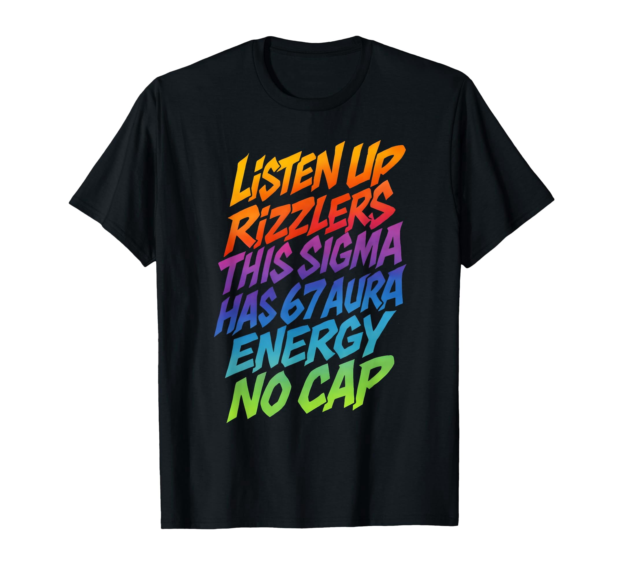 Colorful Bold Text Graphic T-Shirt for Meme Enthusiasts with 67 Aura ...