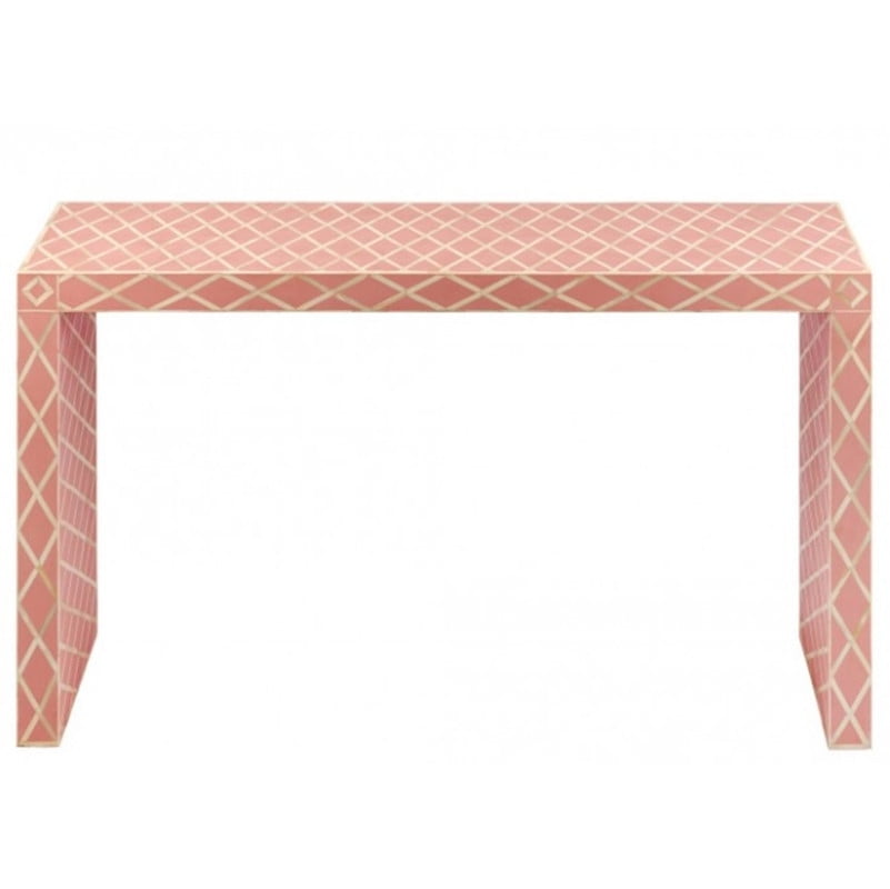 Colorful Bone Inlay Console Table – Handcrafted Multicolor Stripes ...