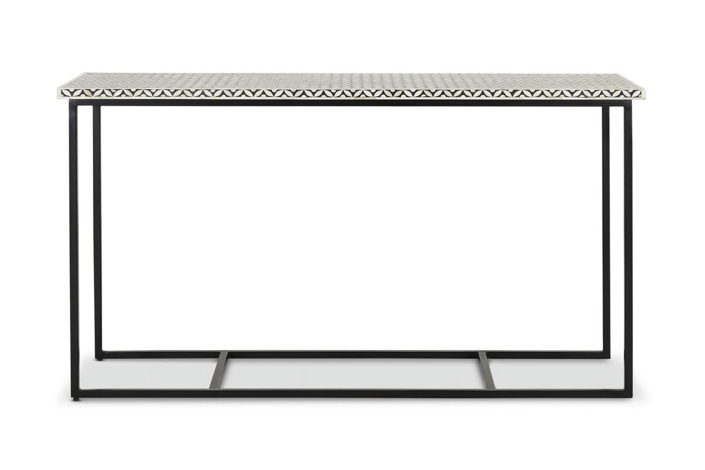 Colorful Bone Inlay Console Table – Handcrafted Striped Inlay & Brass ...