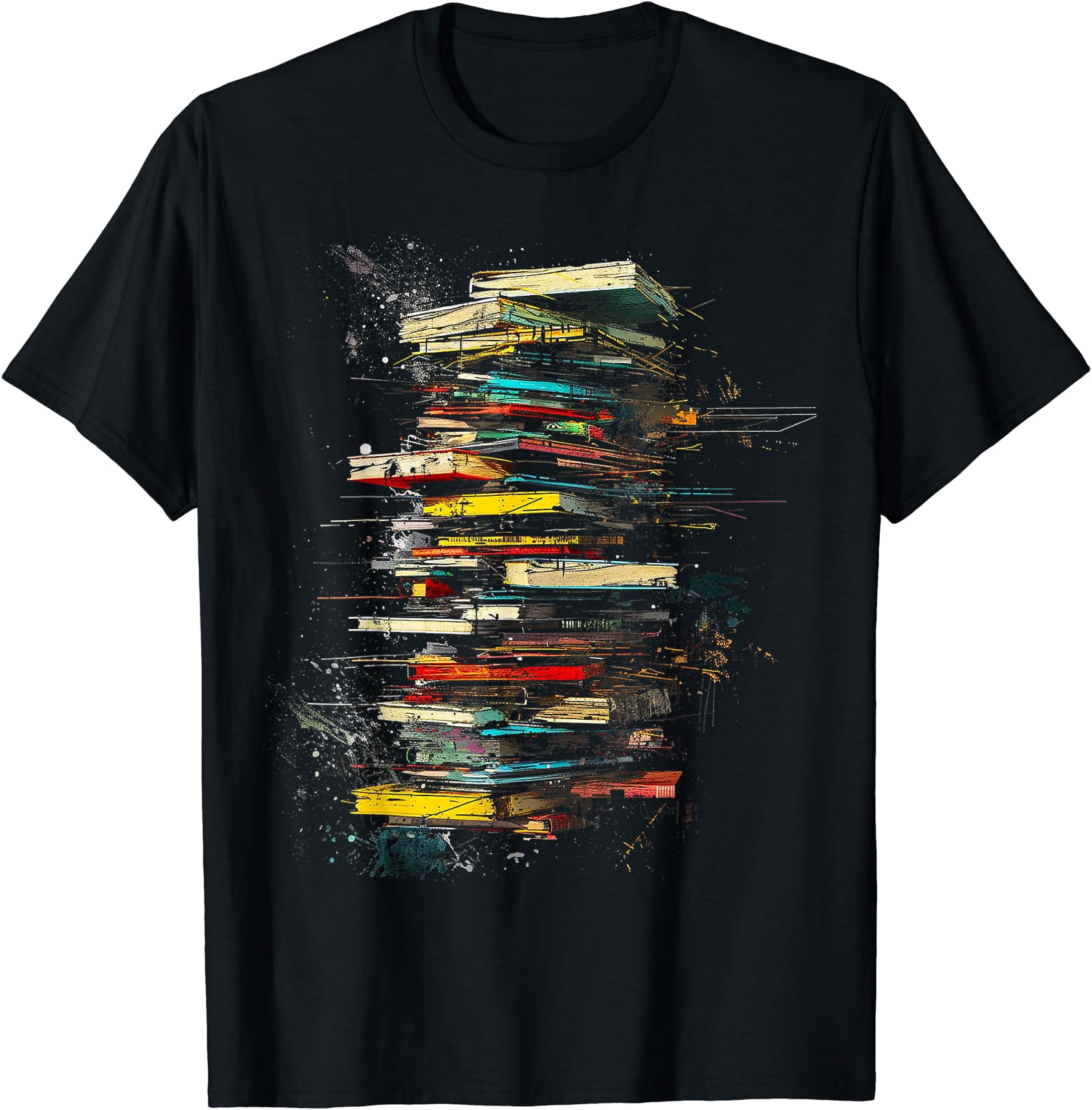 Colorful Book Abstract Art Graphic T-Shirt for Creative Expression ...