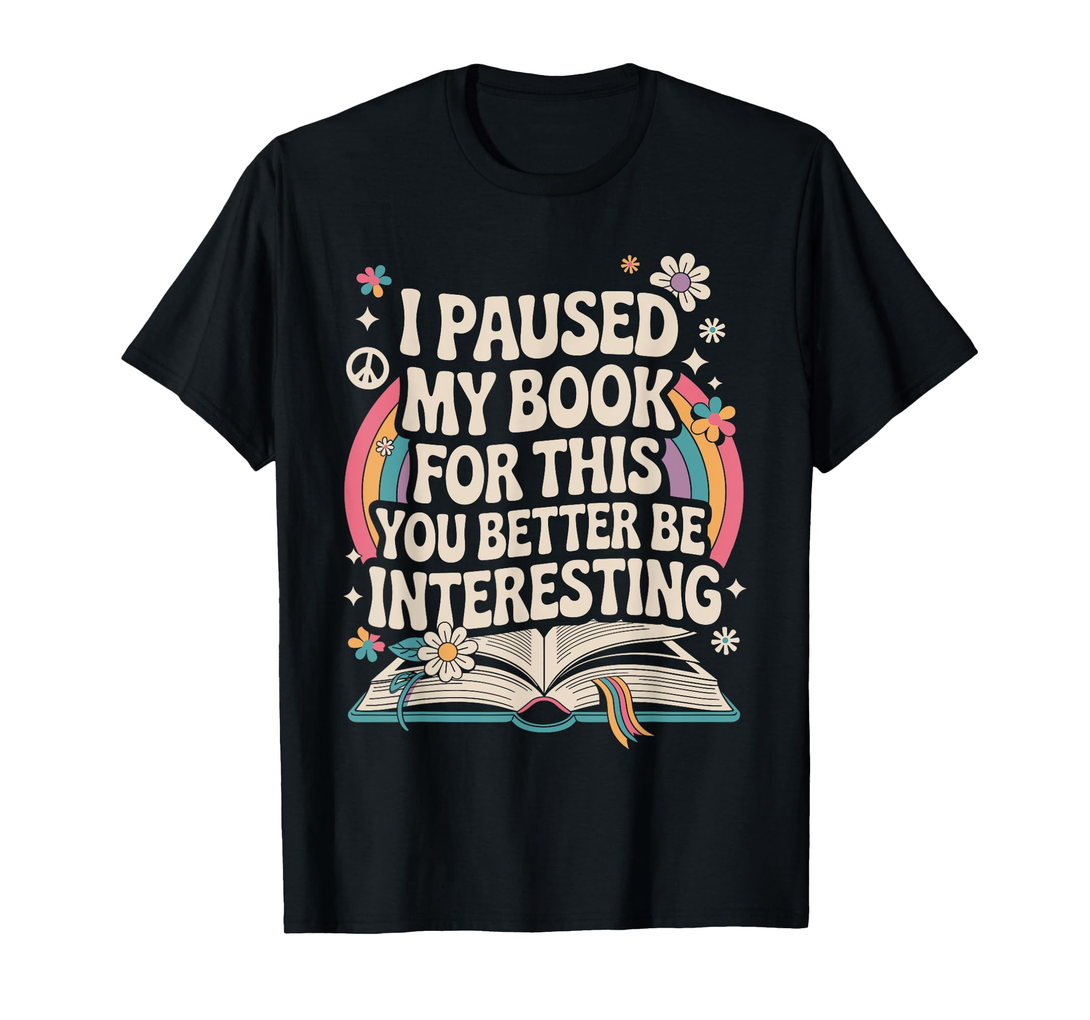 Colorful Book and Flower Illustration Funny Reading Quote T-Shirt for ...