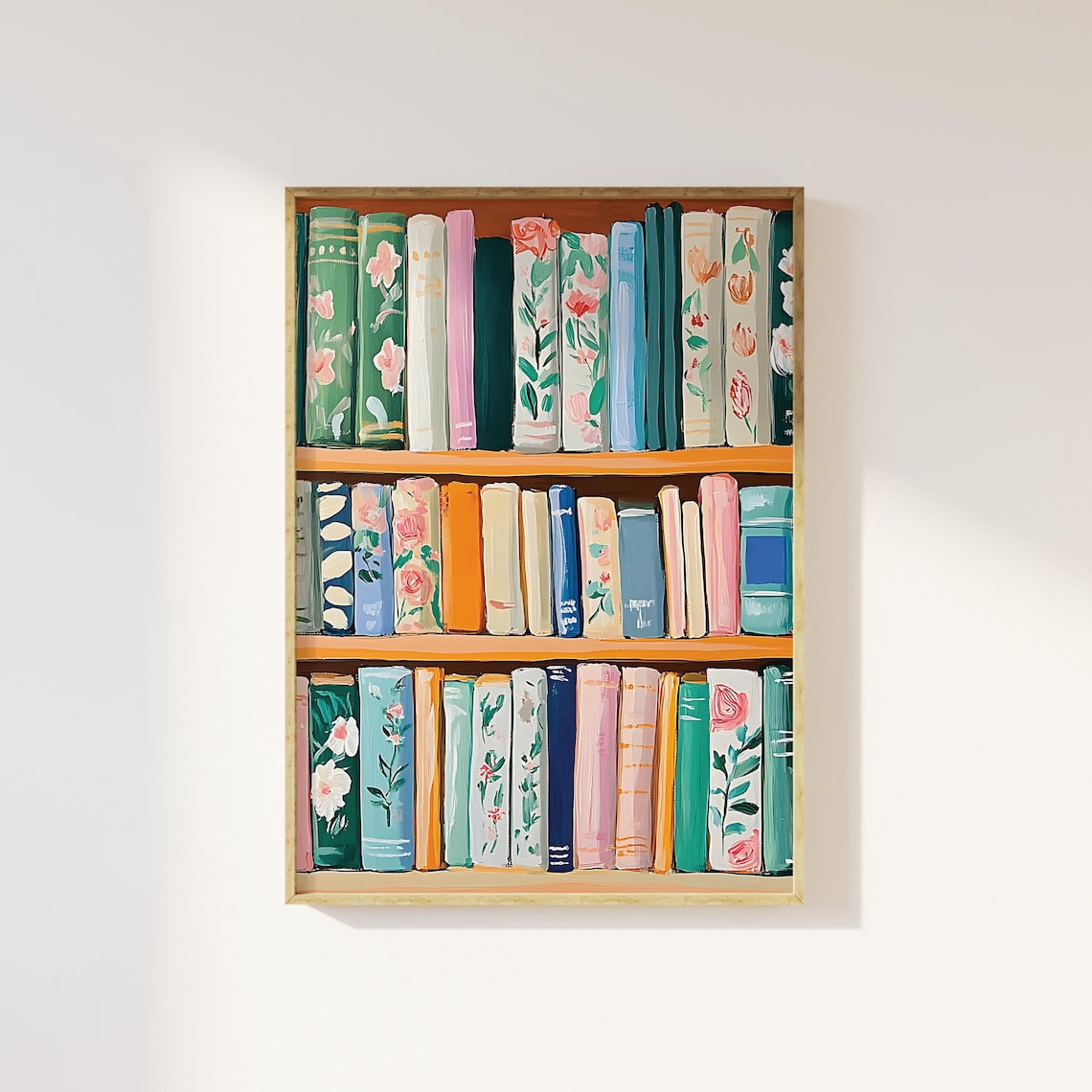 Colorful Bookshelf Poster Cute Book Club Decor Trendy Reading Pastel ...
