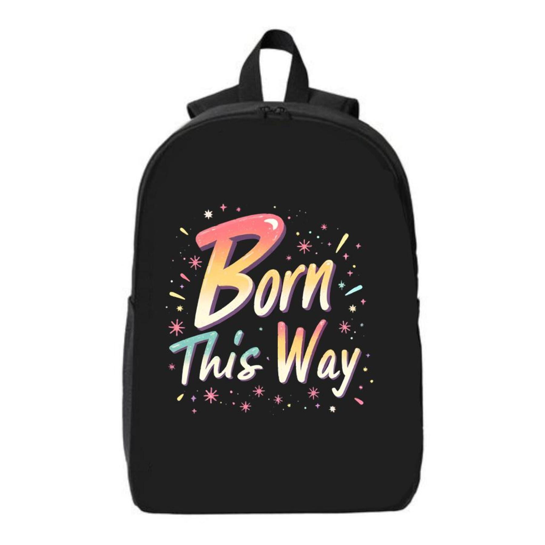 Colorful ' Born This Way ' Design Laptop Backpack for College & High ...