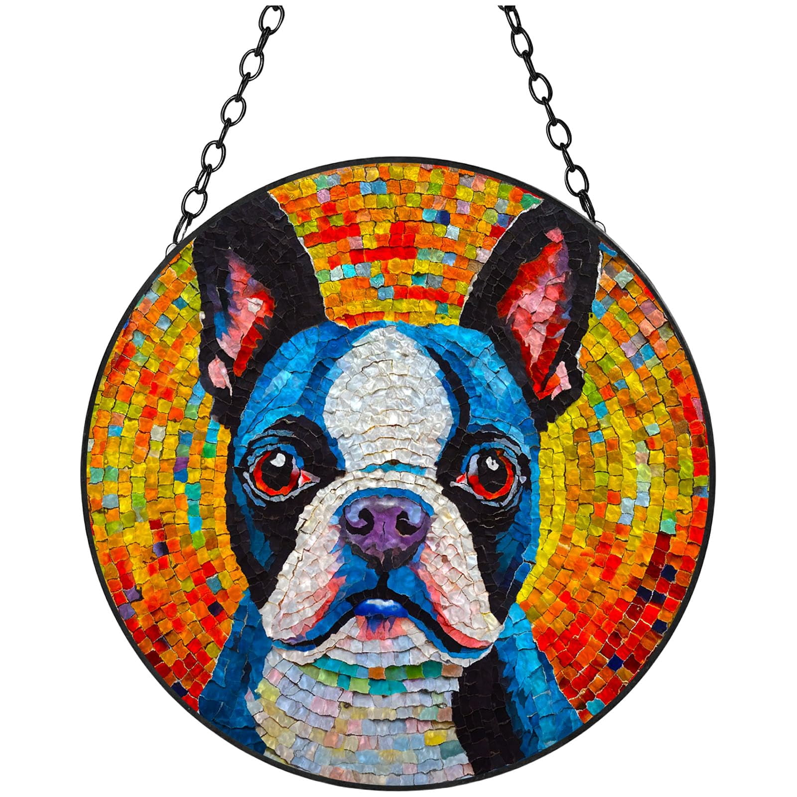 Colorful Boston Terrier Stained Glass Suncatcher Handmade Window ...