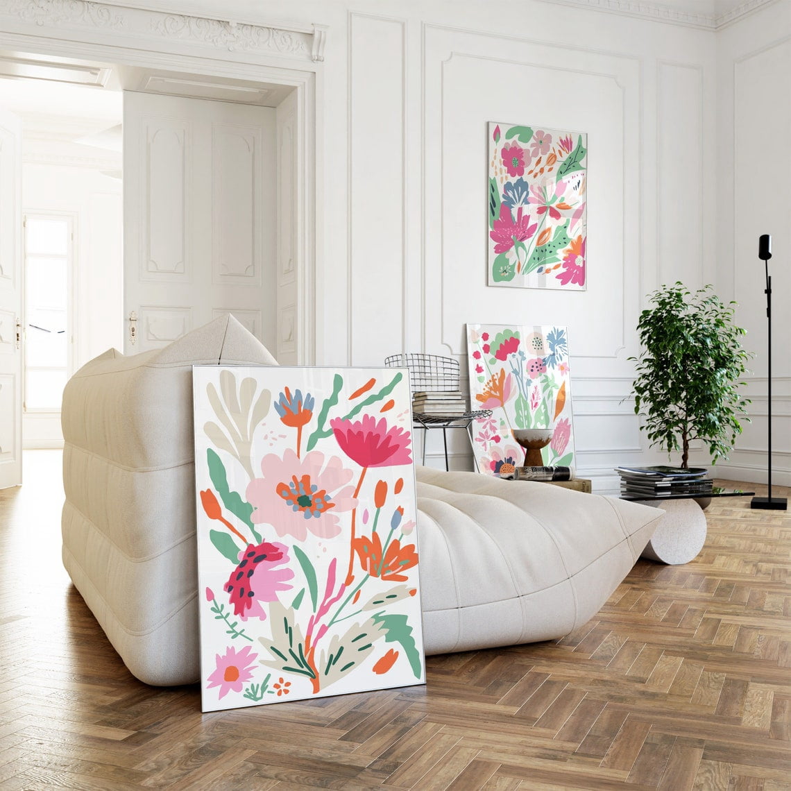 Colorful Botanical Abstract Flower Art Floral Gallery Trendy Wall Art ...