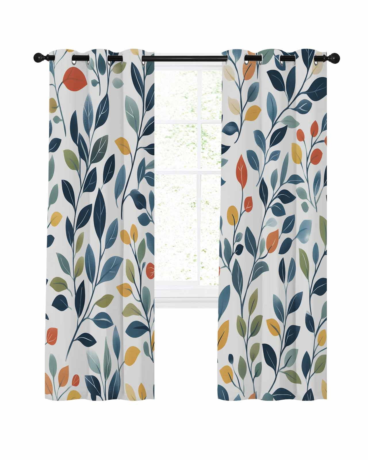 Colorful Botanical Blackout Curtains, Light Blocking Print Window ...