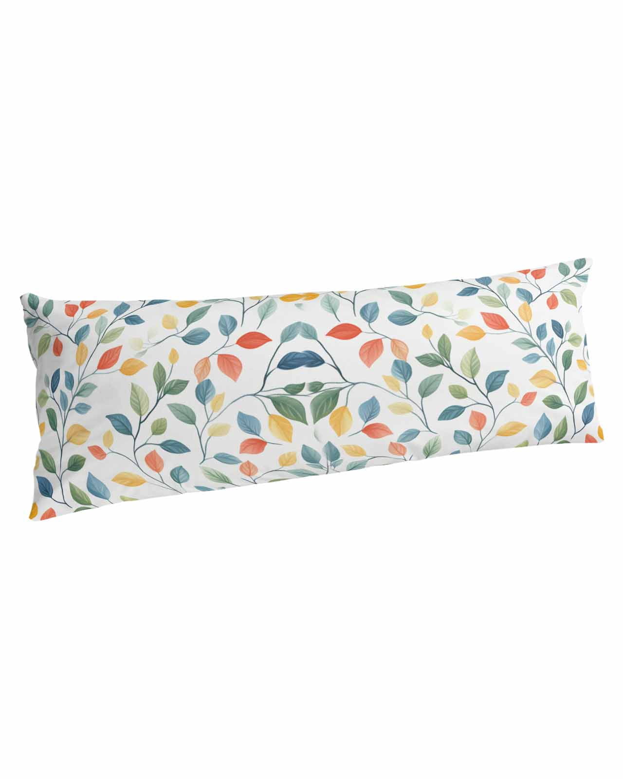 Colorful Botanical Body Pillow Covers, Watercolor Country Summer Leaves ...