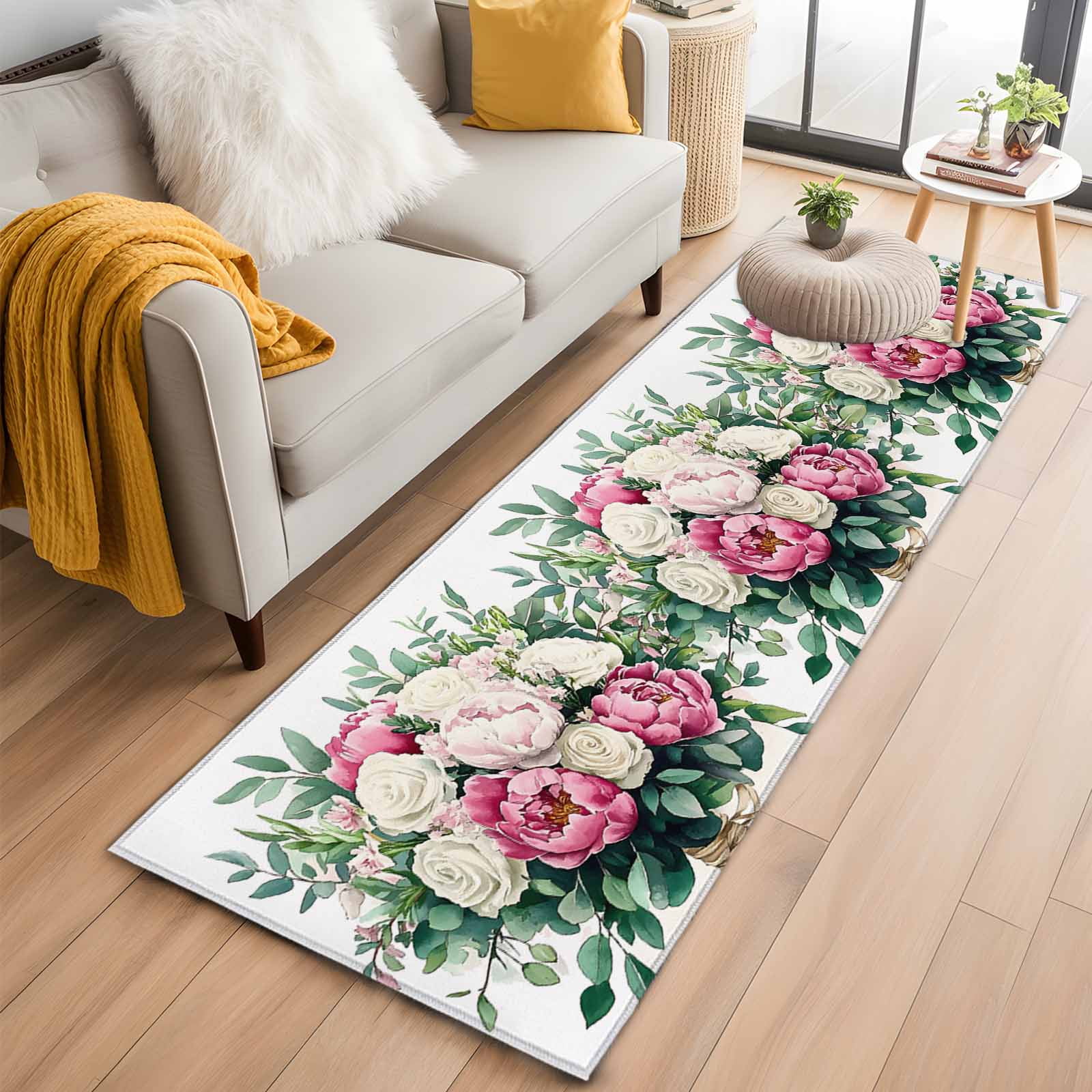 Colorful Botanical Garden Florals Kitchen Runner Rug 2x6 Washable ...