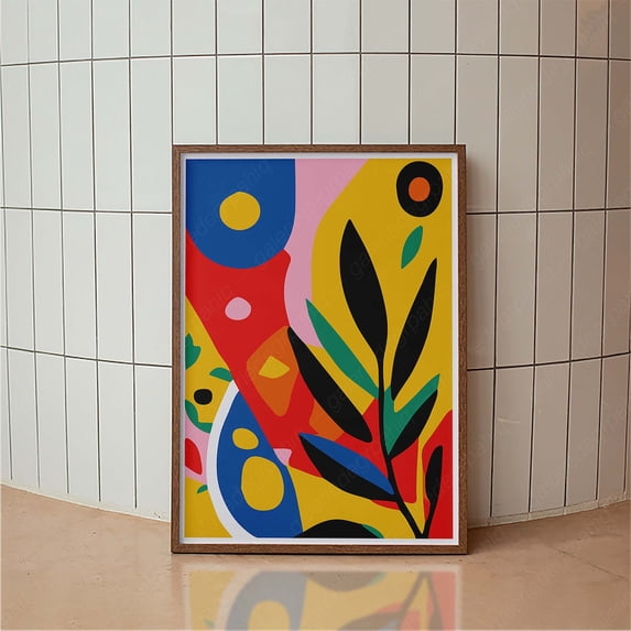 Colorful Botanical Minimal Wall Art Colorful Minimal Vintage Art Retro ...
