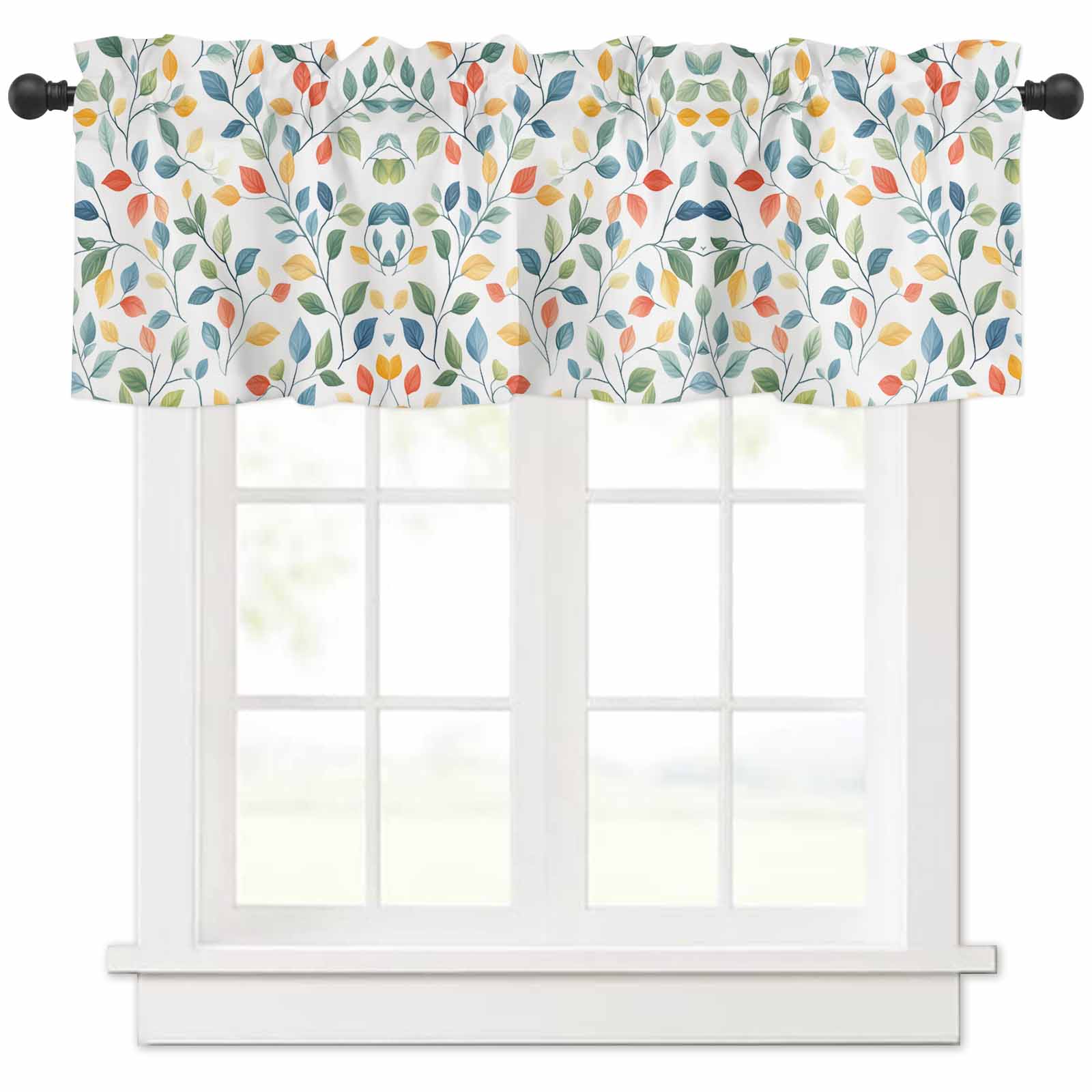 Colorful Botanical Valances for Windows Farmhouse Kitchen Curtains ...