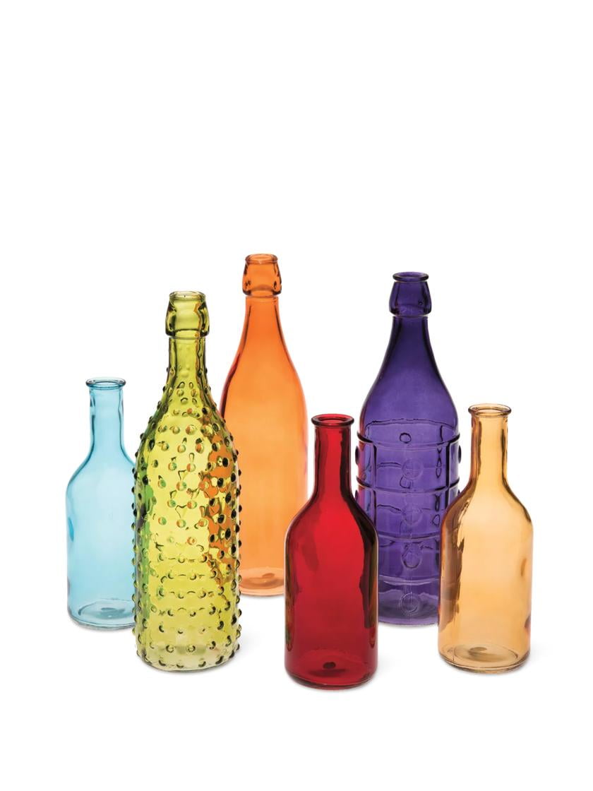 Gardener's Supply Company Colorful Painted Glass Bottles Set of 6 ...