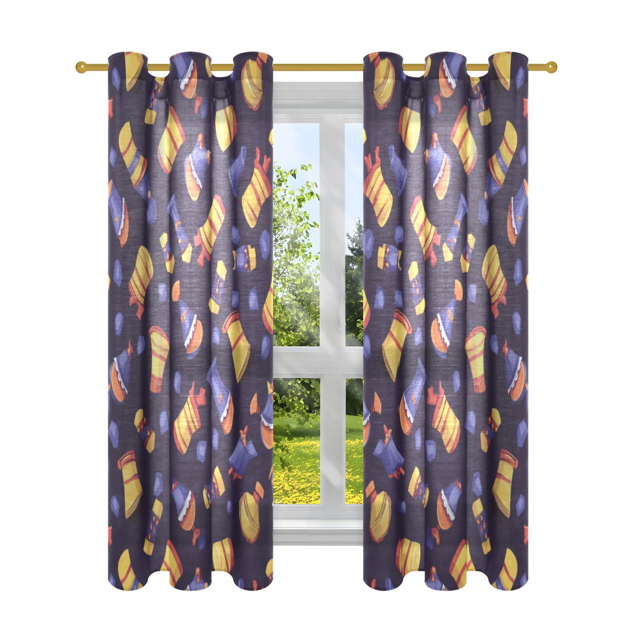 Colorful Bottles and Containers Semi Sheer Curtains for Living Room ...