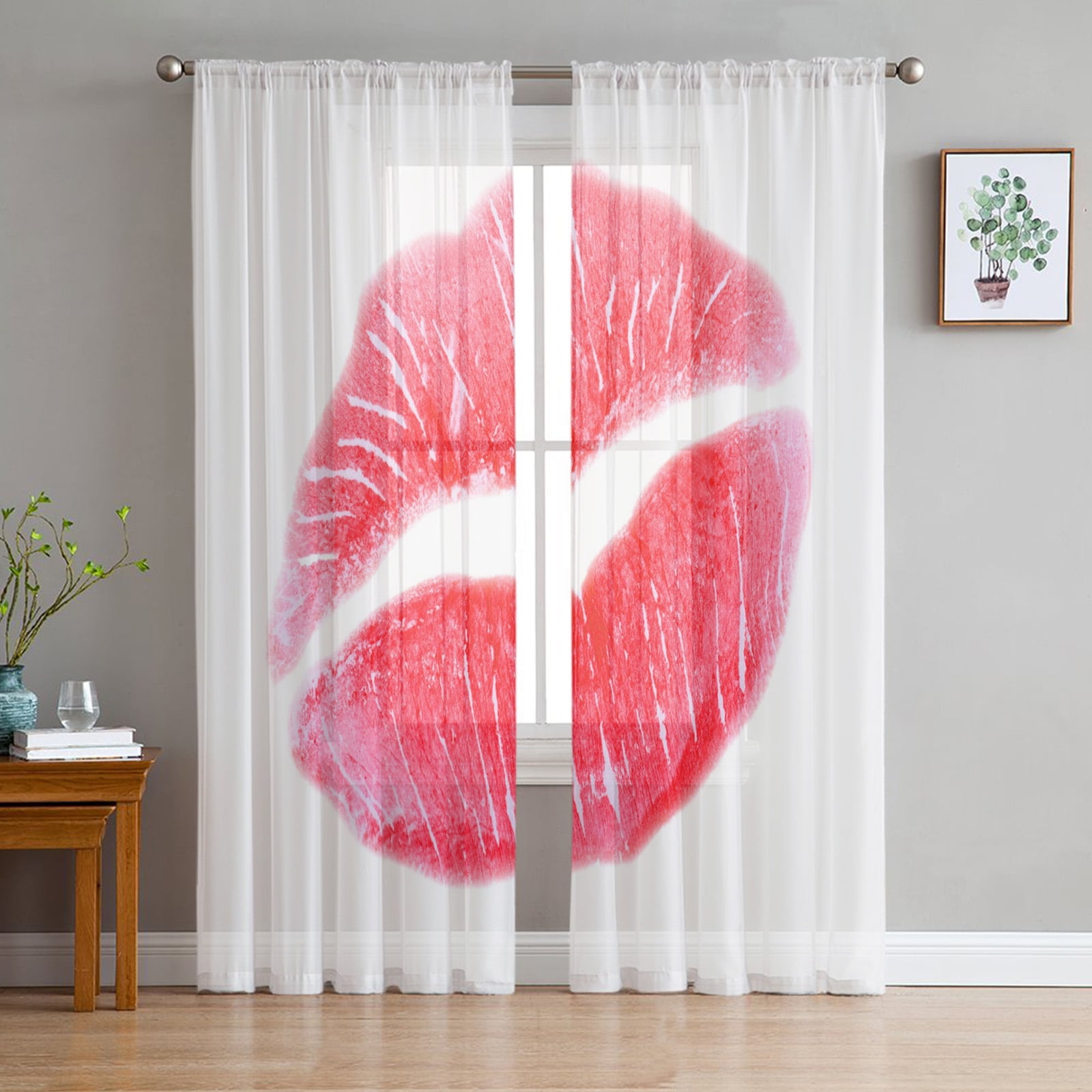 Colorful Bow Cosmetics Perfume Sheer Curtain for Living Room Bedroom ...