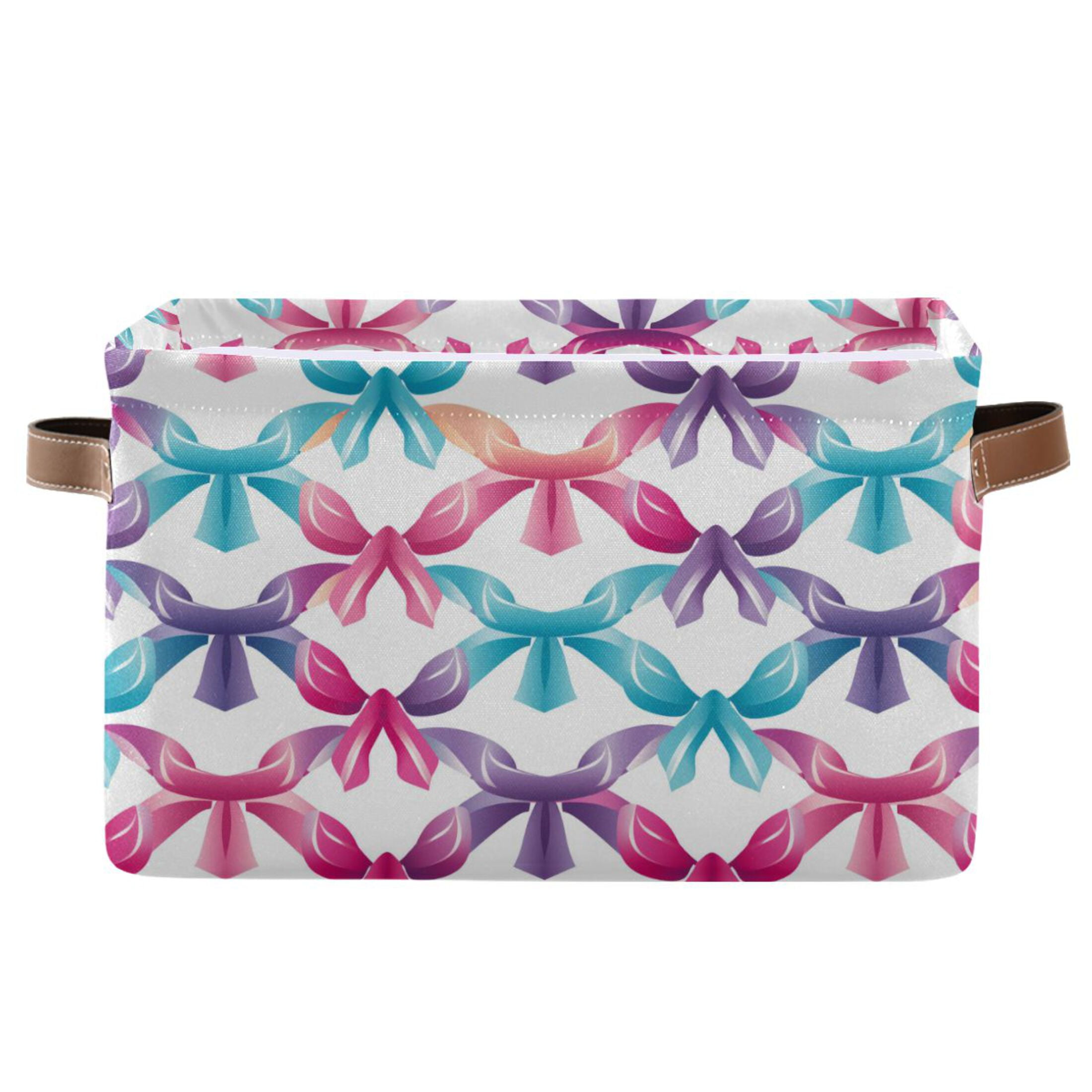 Colorful Bow Tie Storage Bins with Handle Fabric Organizer Basket ...