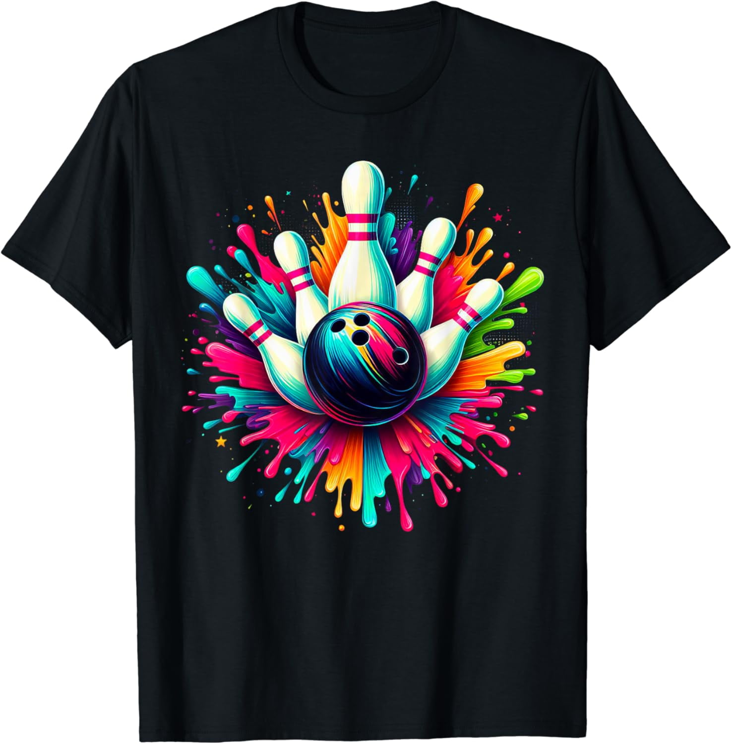 Colorful Bowling Game Day Bowling Cute Colorsplash Ball T-Shirt ...