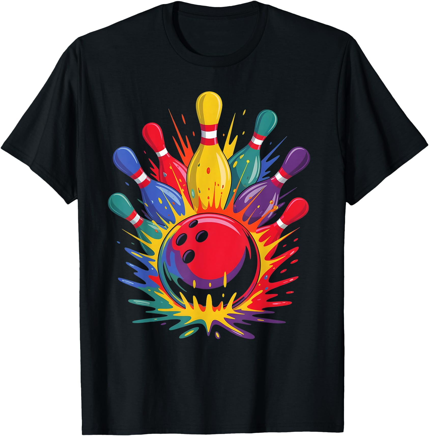 Colorful Bowling Game Day Bowling Cute Colorsplash Ball T-shirt ...