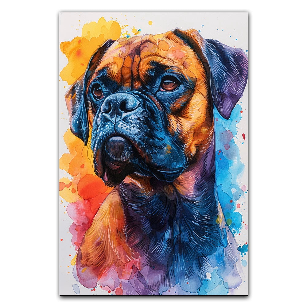 Colorful Boxer Wall Art Abstract Dog Posters Animal Canvas Painting ...