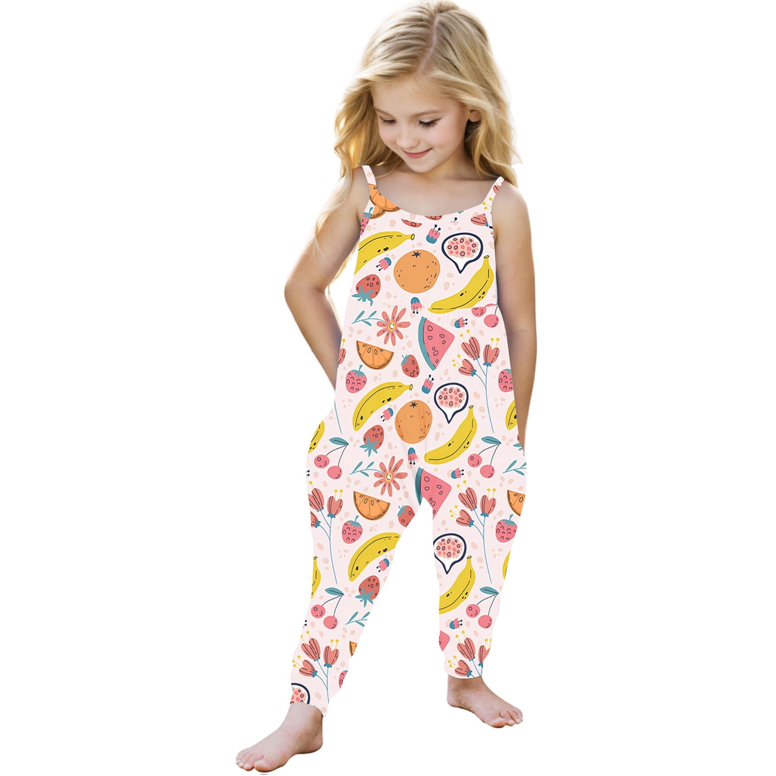 Colorful Boy Girl Kids Girl Boy Sleeveless Slip Print Overalls Unitard ...