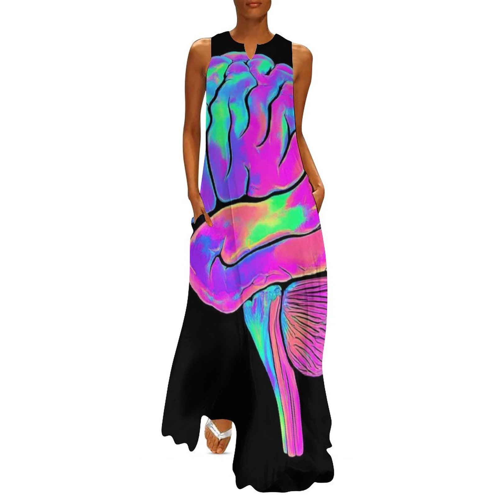 Colorful Brain Illustration Long Dress dress women summer dress for ...