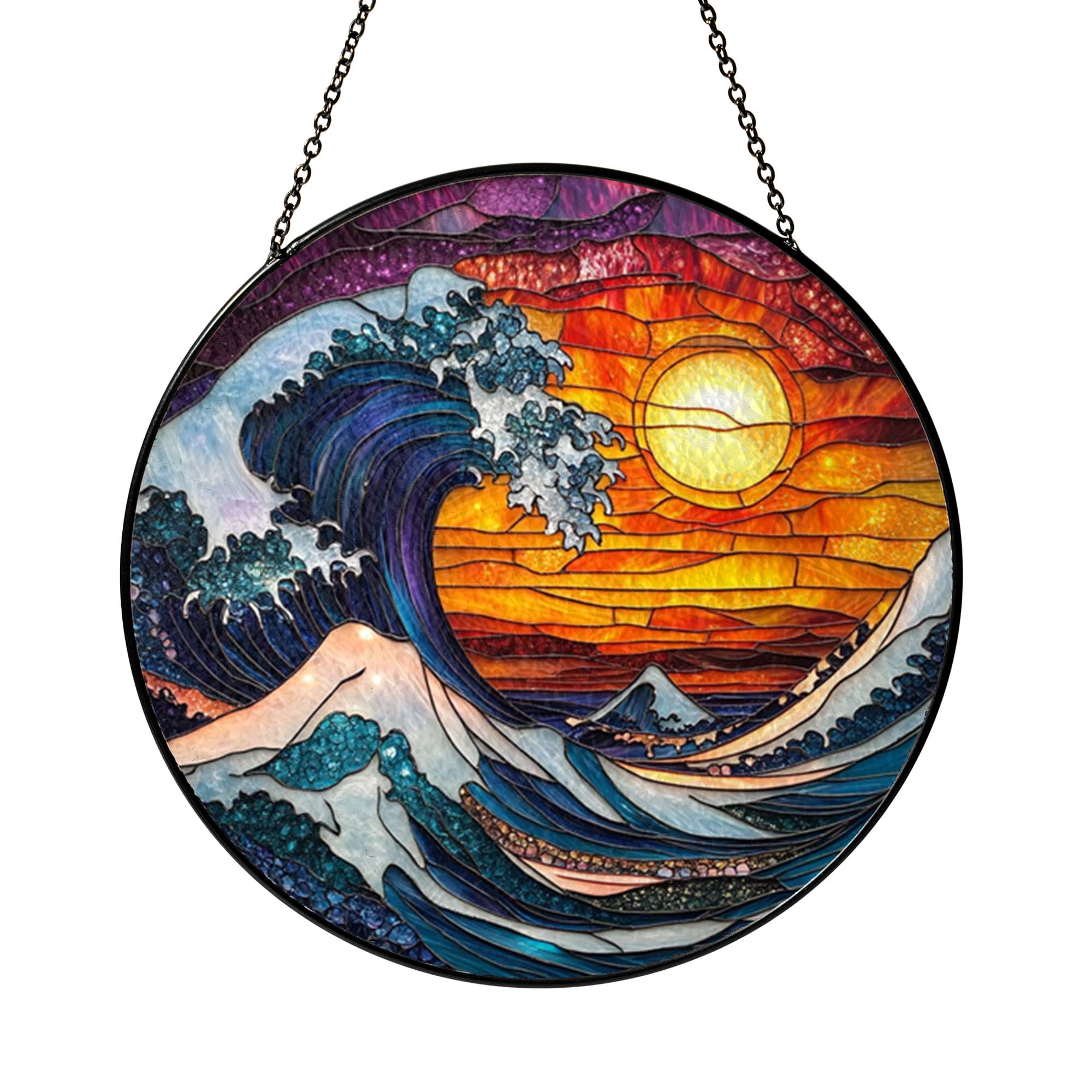 Colorful Branch Tree Stained Glass Suncatcher – Round Window Hanging ...
