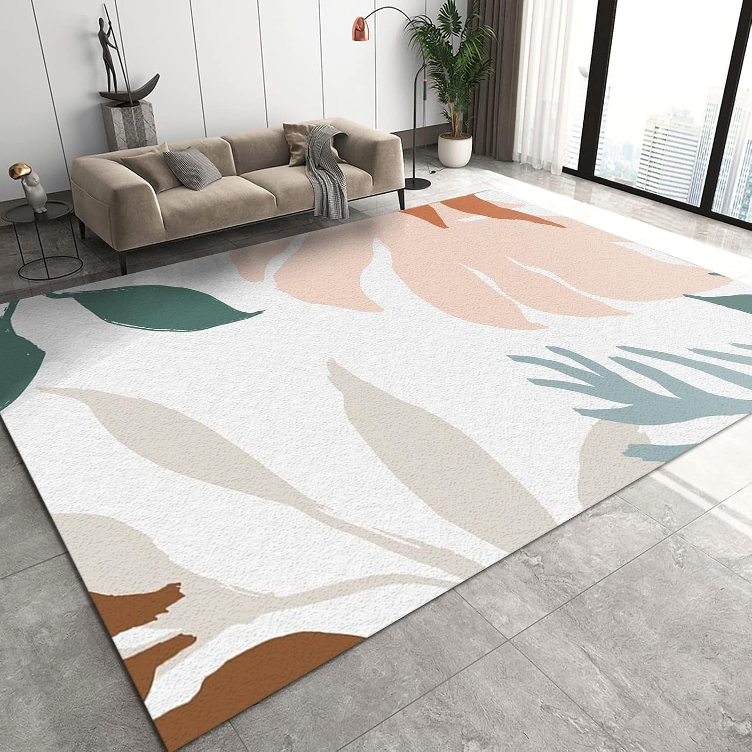 Colorful Branches and Leaves Carpet, Simple Graffiti Area Rugs, Porch ...