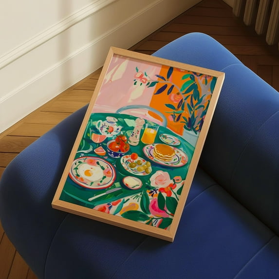 Colorful Breakfast Still Life Art Print: Green Kitchen Decor, 24x36 ...