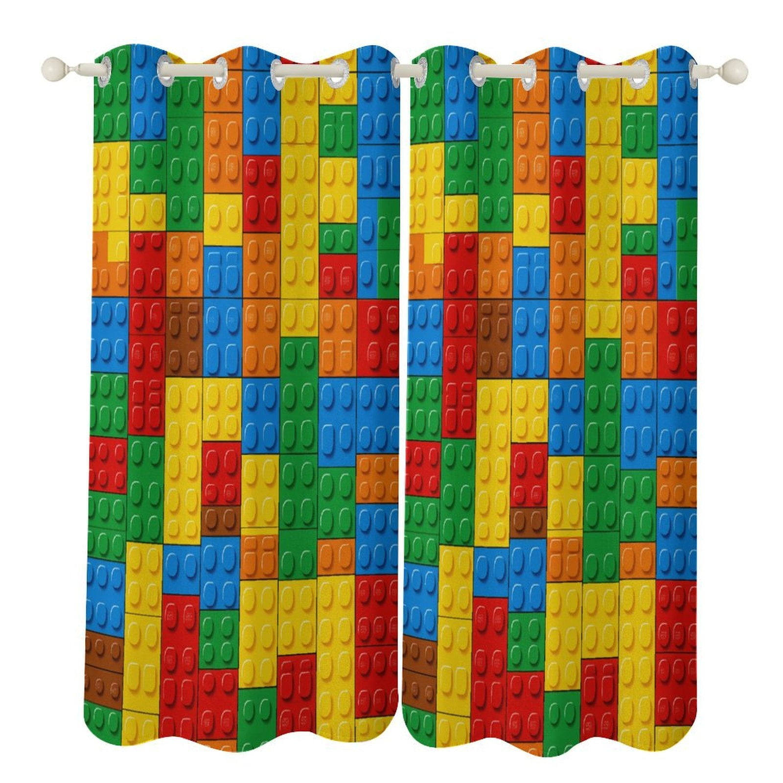 Colorful Brick Pattern Design Blackout Curtains Window Drapes Room ...