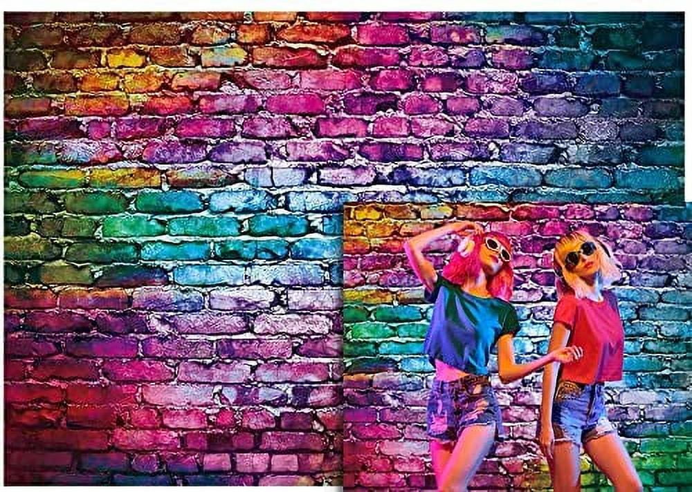 Colorful Brick Wall Backdrop - 7x5ft for 80's 90's Hip Hop Disco Themed ...