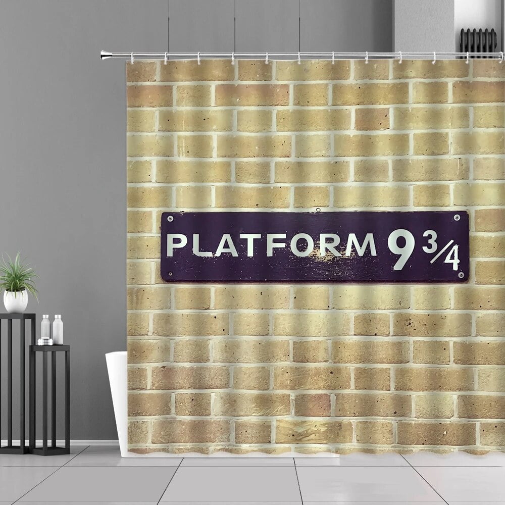 Colorful Brick Wall Shower Curtains Floral Plant Stone Walls Print Bath ...