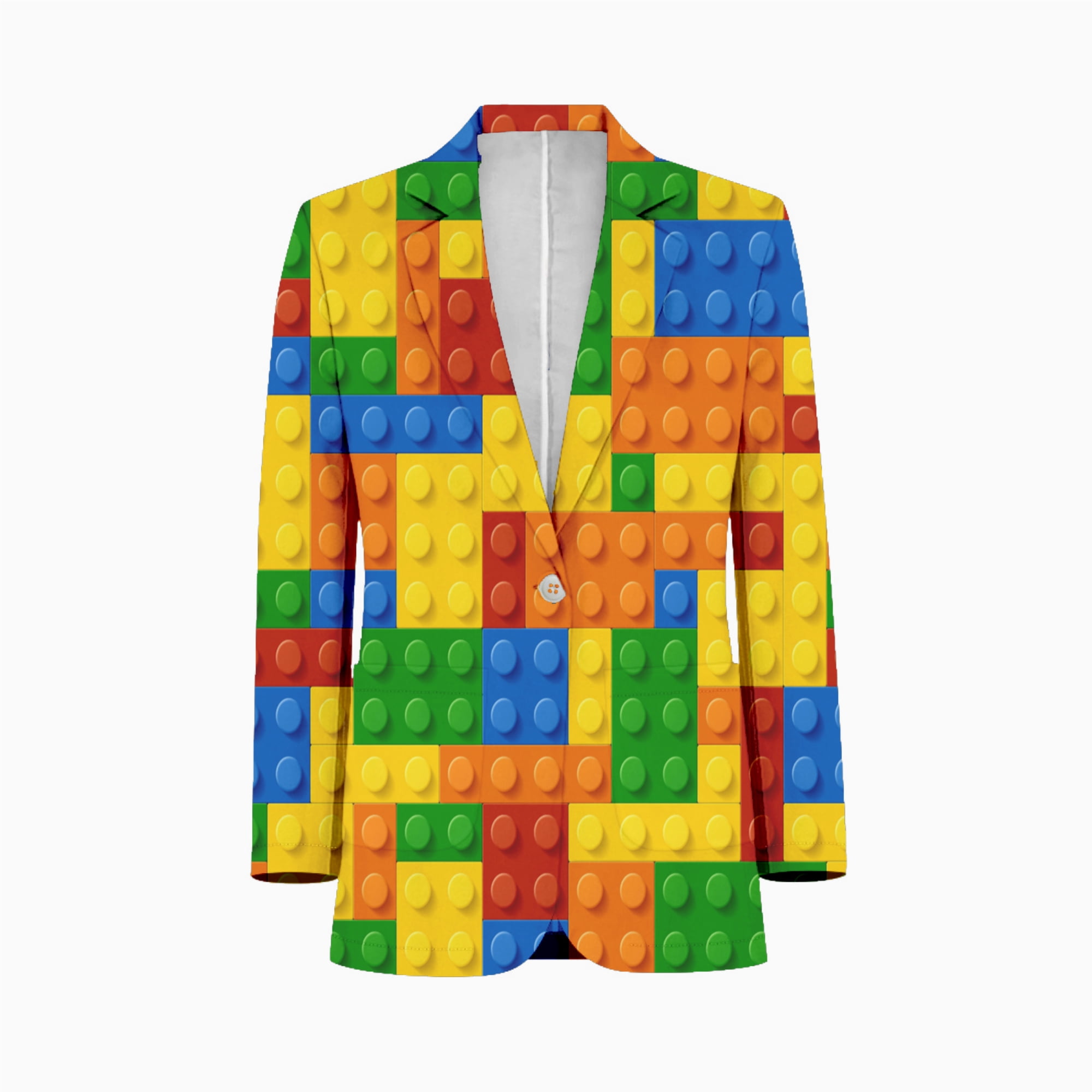 Colorful Bricks Design Men's Suit Blazer Casual Party Wear Slim Fit ...