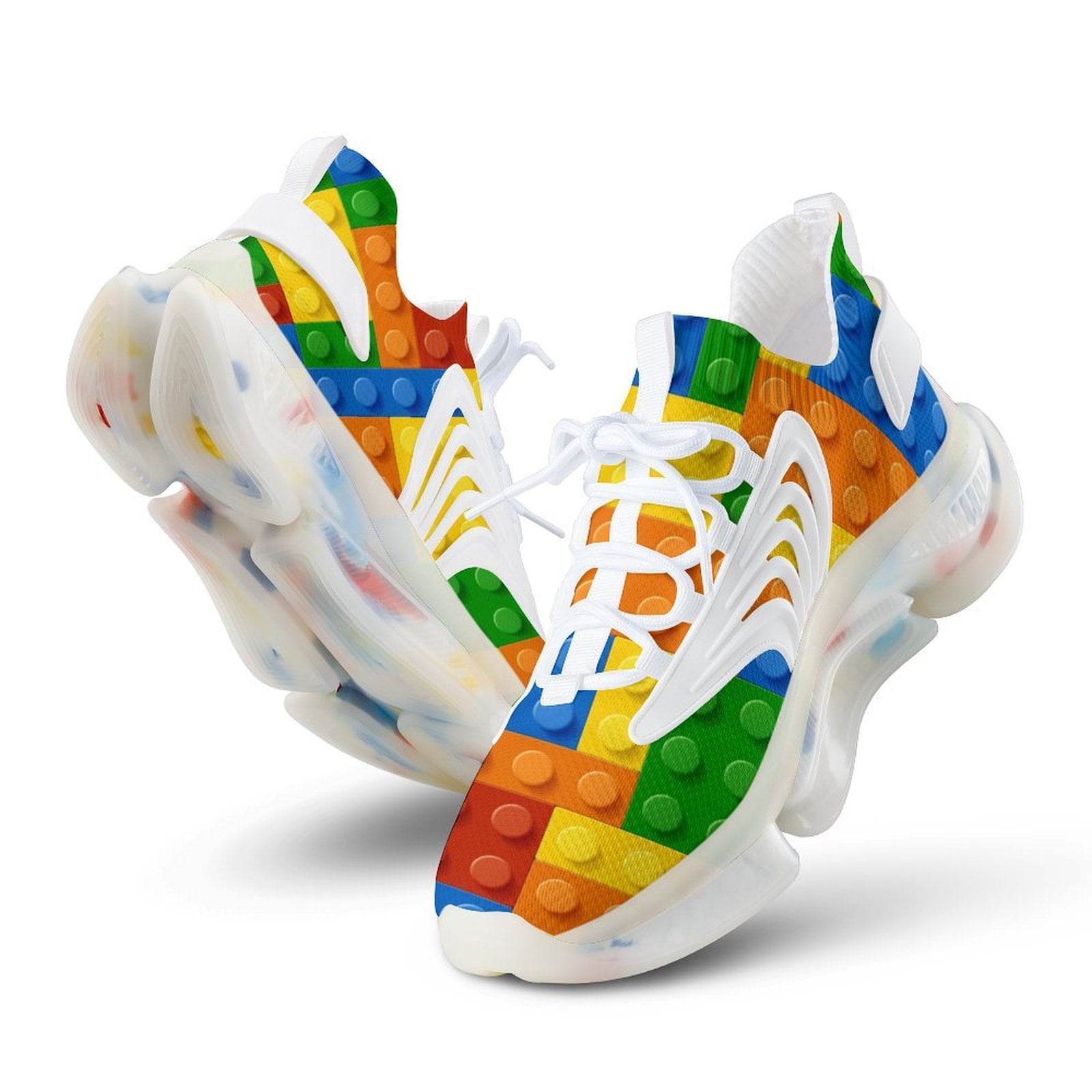 Colorful Bricks Design Walking Shoes for Men Woman Lightweight Tennis ...