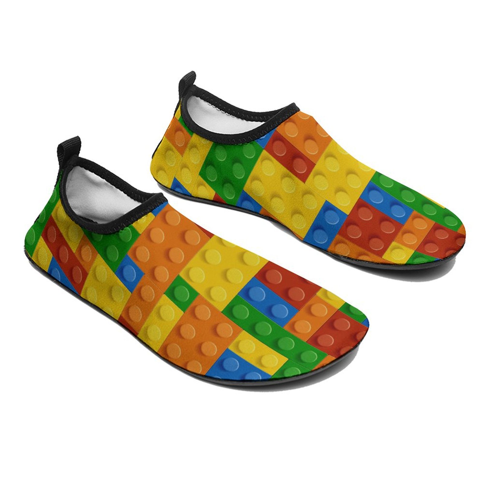 Colorful Bricks Design Water Shoes Beach Slip-on Shoes for Men Women ...