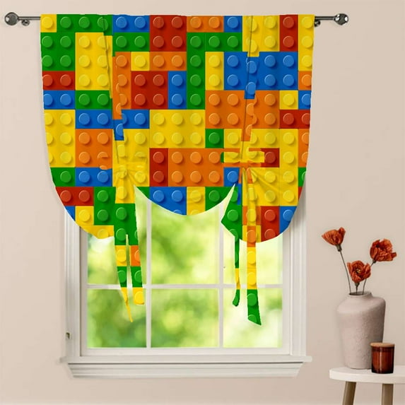 Colorful Bricks Design Window Curtain for Living Room Roman Curtain ...