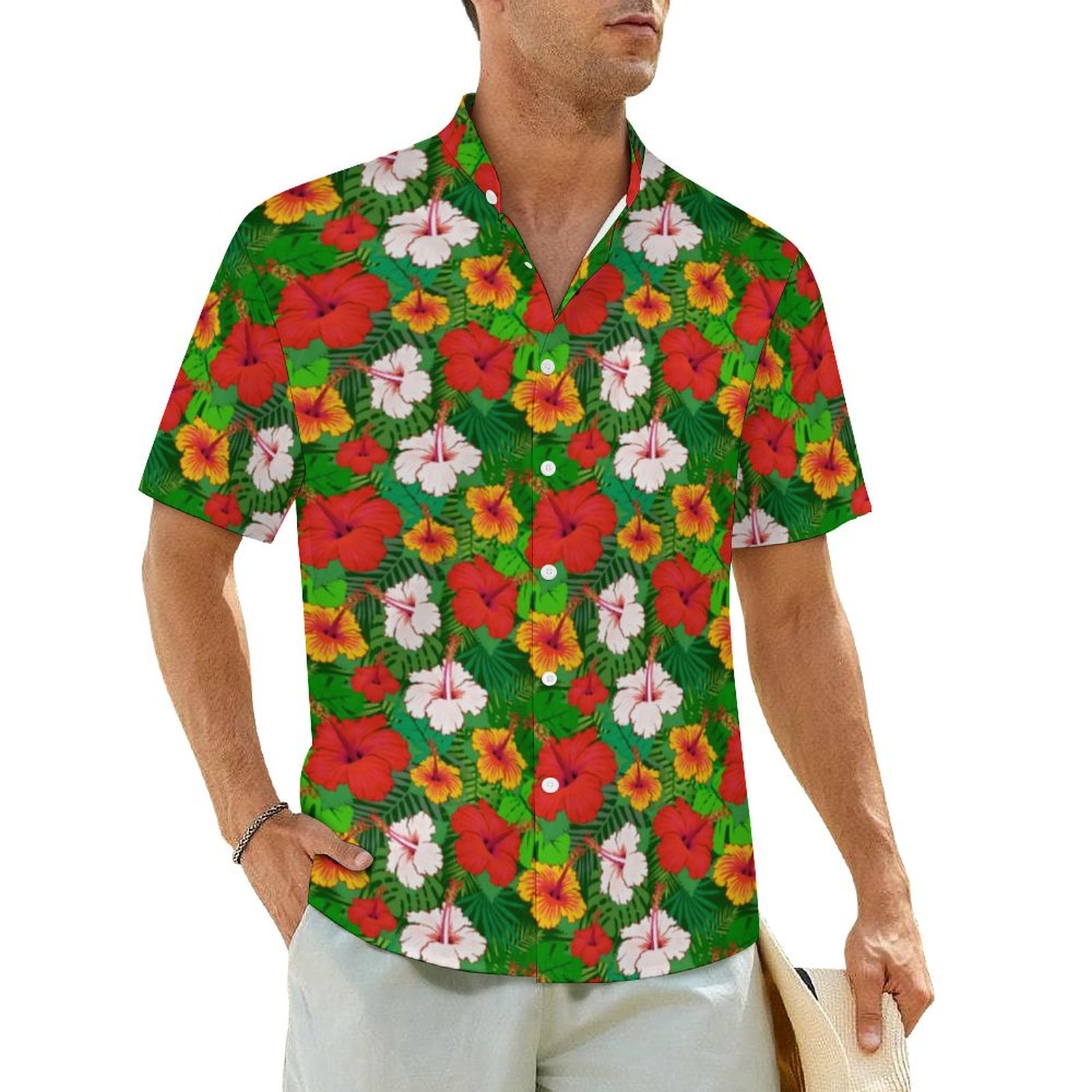 Colorful Bright Flowers Beach Shirt Hawaiian Tropical Print Hawaii ...