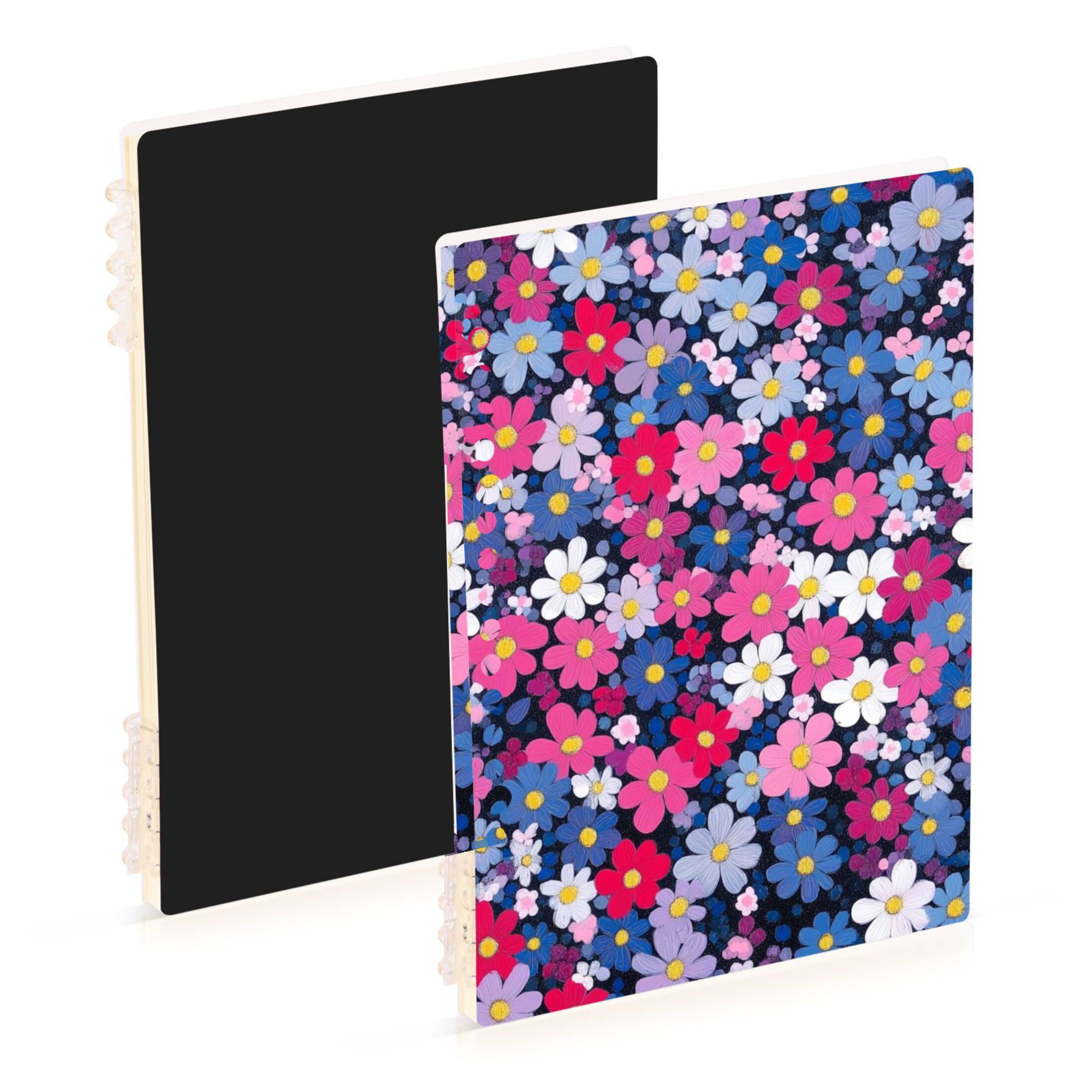 Colorful Bright Simple Flowers Lined Spiral Journal Notebook 60 Pages A5 College Ruled Journals ...