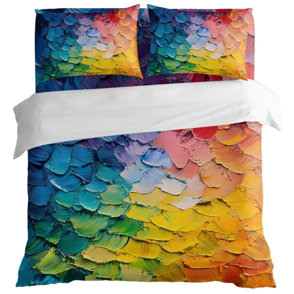 Colorful Brushstrokes Duvet Cover Set California King Size, Abstract ...
