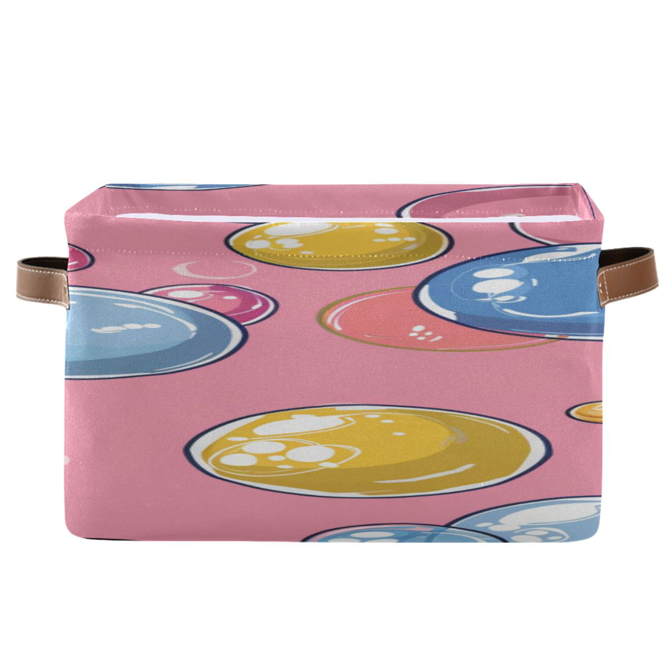 Colorful Bubble Gum Square Storage Bins with Handles Collapsible ...