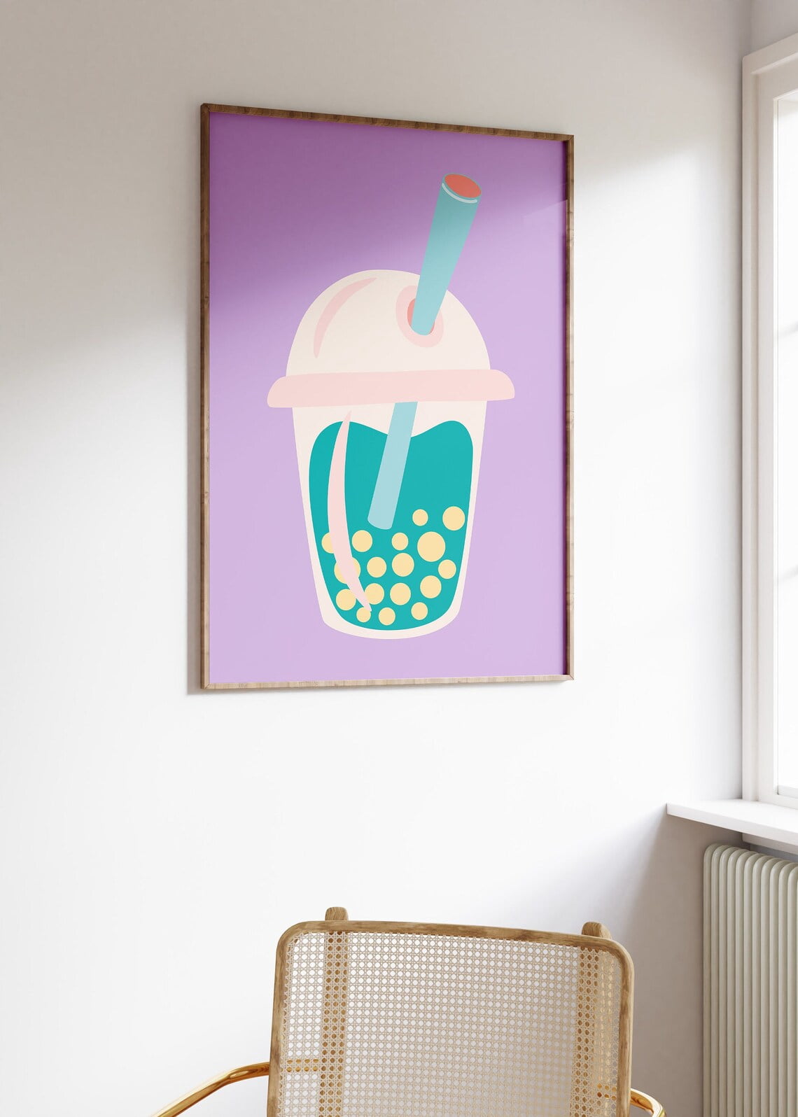 Colorful Bubble Tea Illustration Wall Art Y2K Dorm Decor, Unframed ...