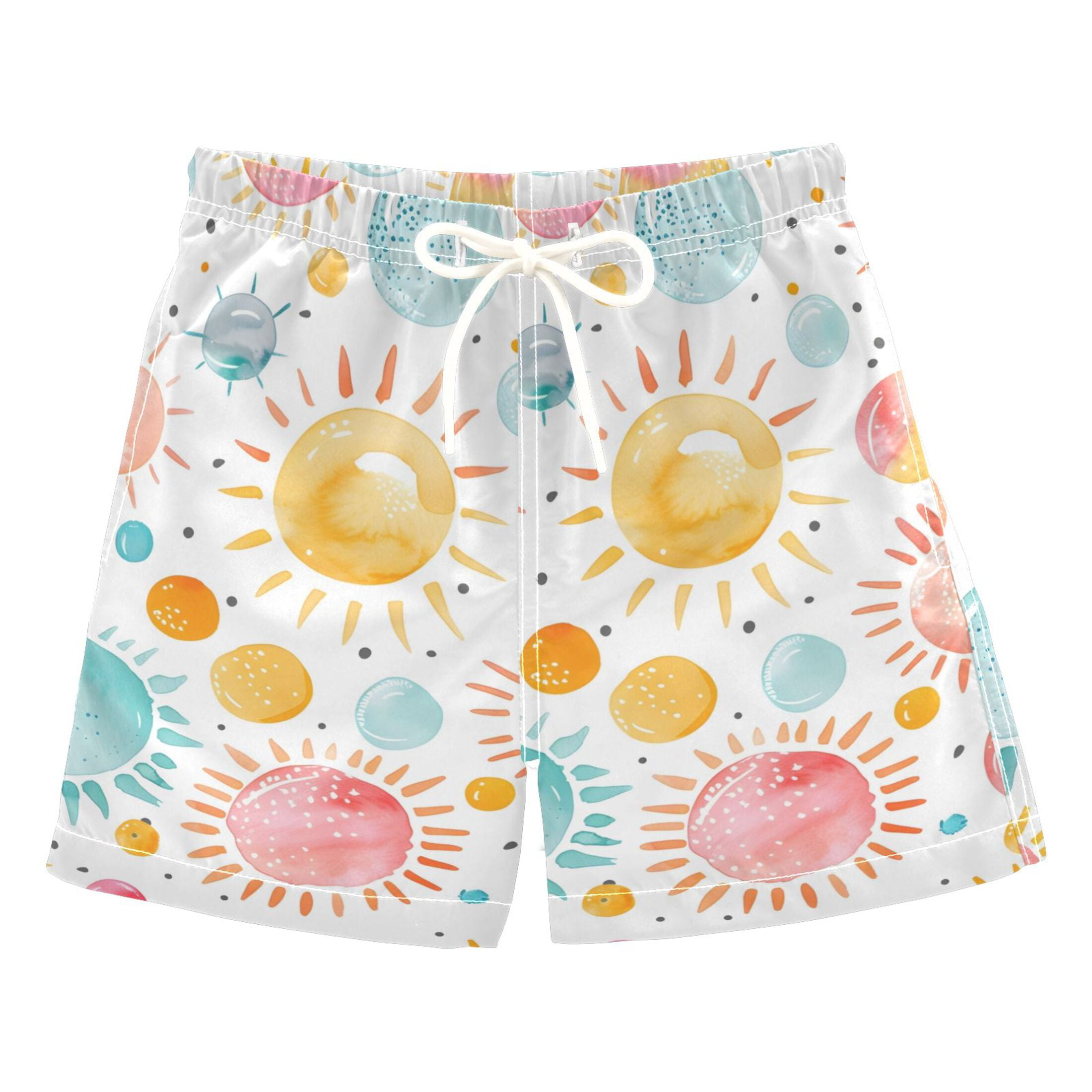 Colorful Bubbles Sun Watercolor Boys' Swim Trunks Board Shorts Beach ...