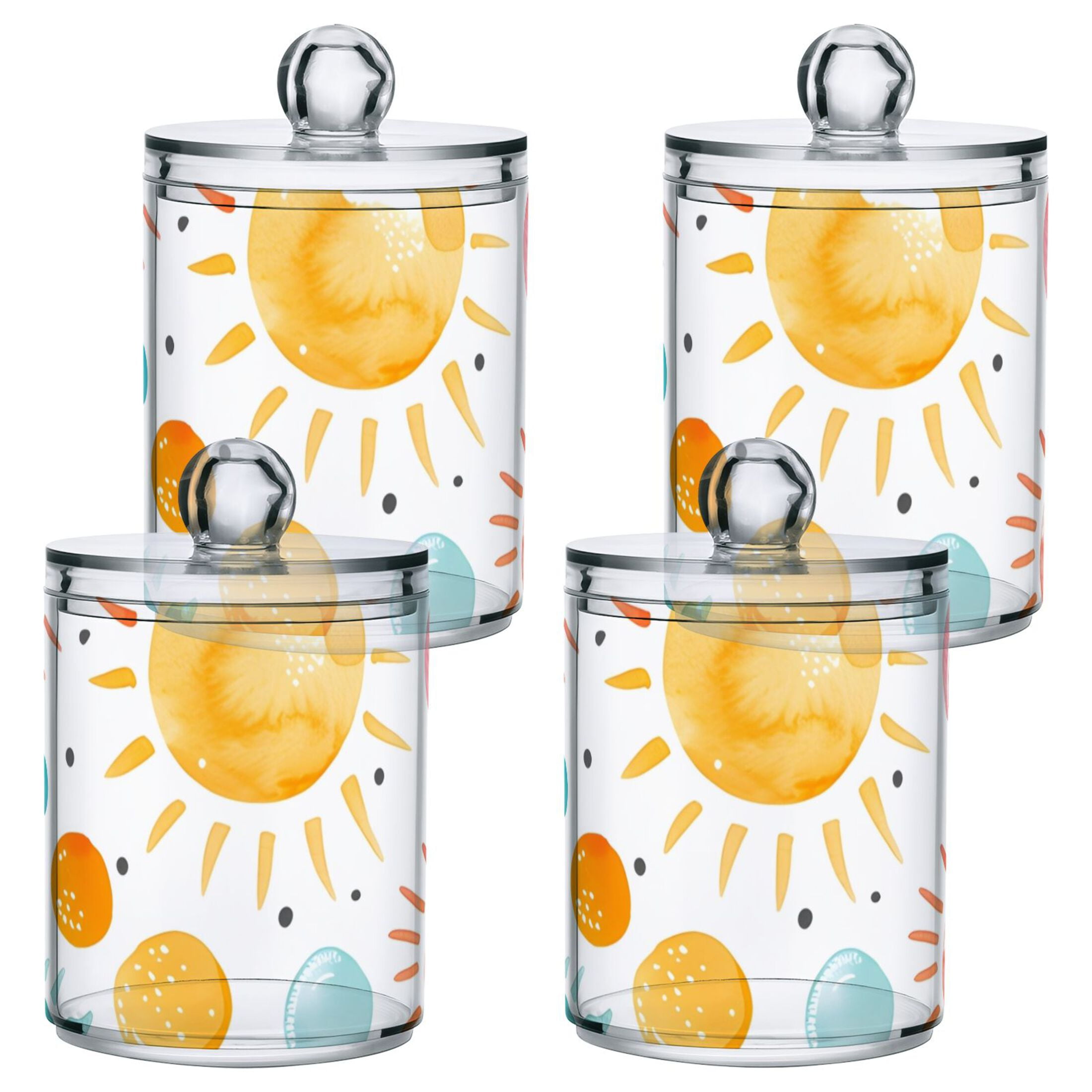 Colorful Bubbles Sun Watercolor Translucent Plastic Cans Storage ...
