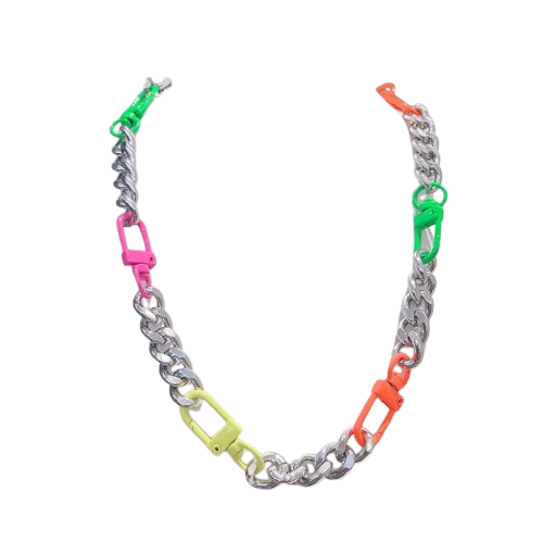 Colorful Buckle Multi-Color Thick Chain, High-End Hip Hop Street Style ...
