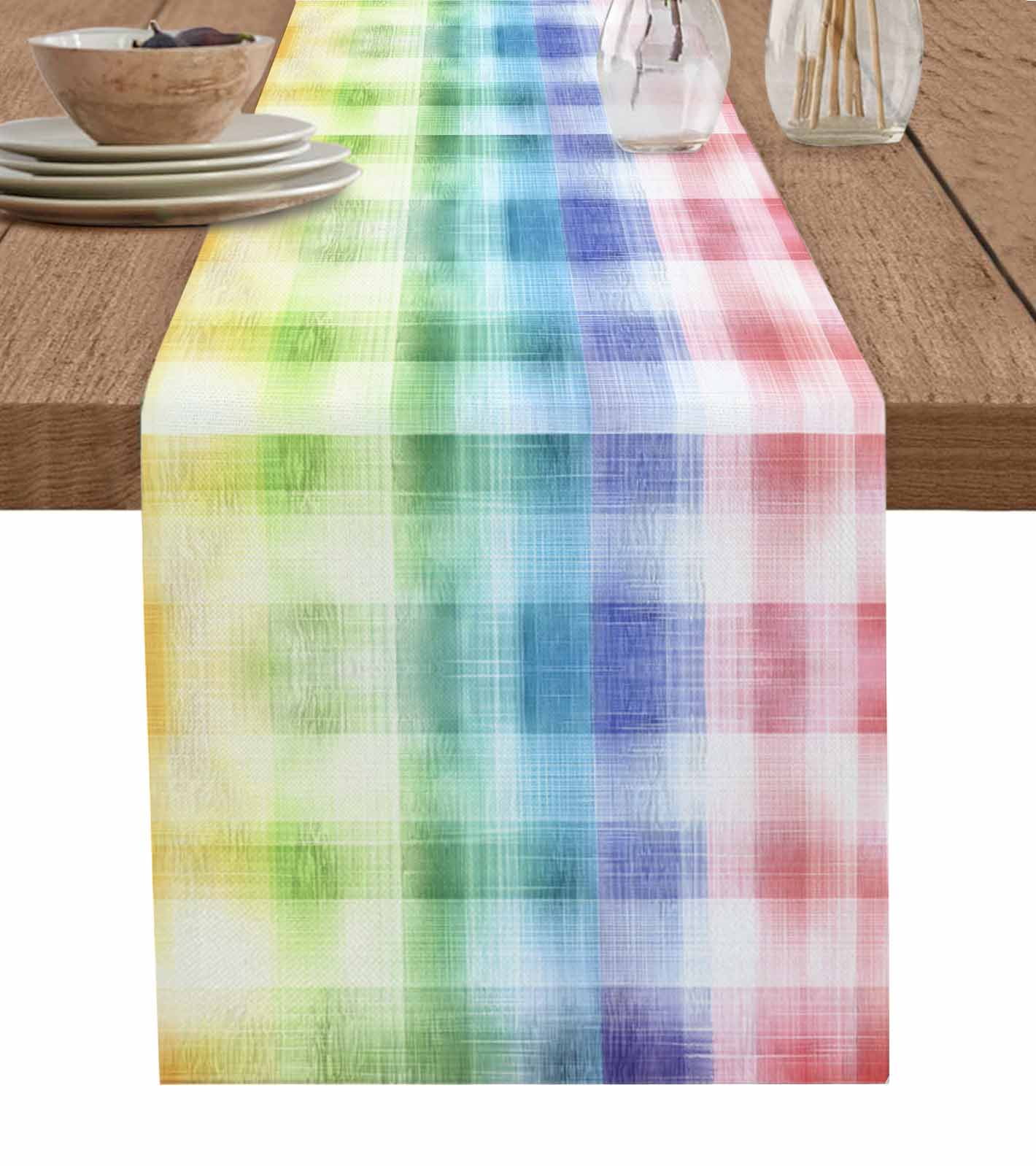 Colorful Buffalo Plaid Burlap Cotton Table Runner 18x72 Inches Long ...