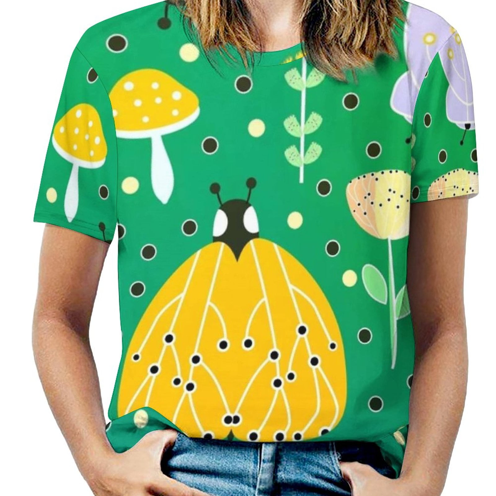 Colorful Bugs And Moths Women Zipper Sexy Printed Vintage T Shirts Tops ...