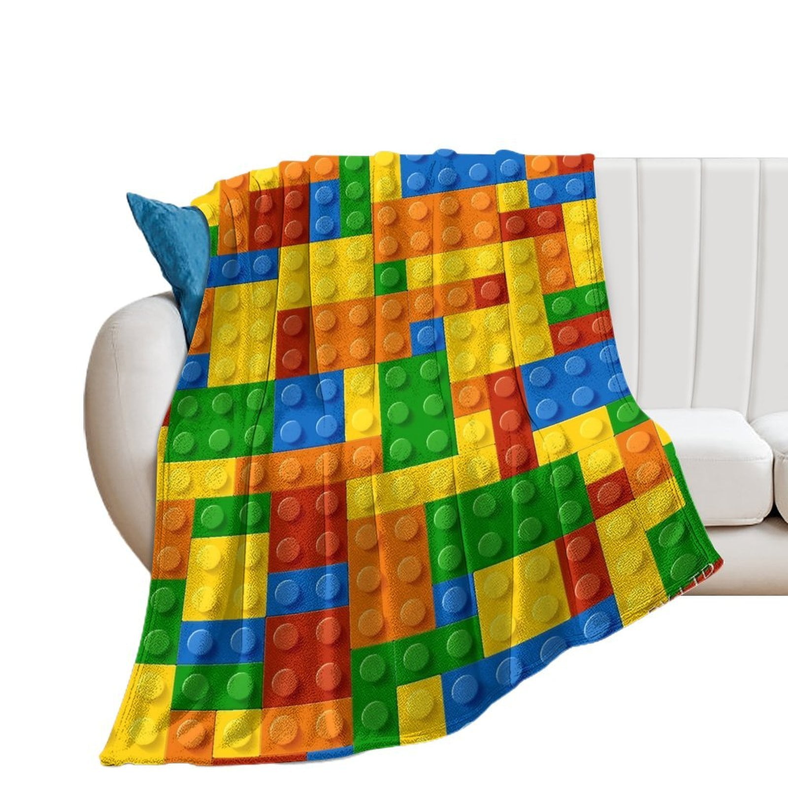 Colorful Building Block Puzzle Blankets Bedroom Living Room Sofa Throw ...