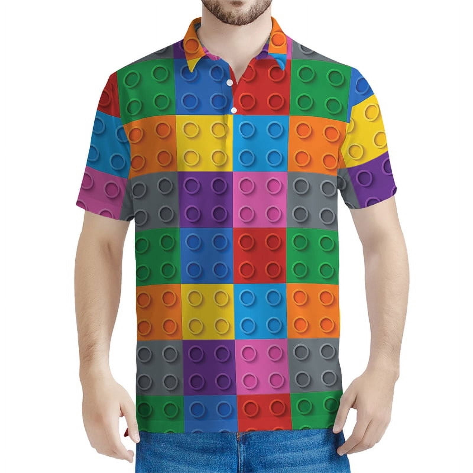 Colorful Building Blocks Pattern Polo Shirts Men Kids 3d Printed Tshirt ...