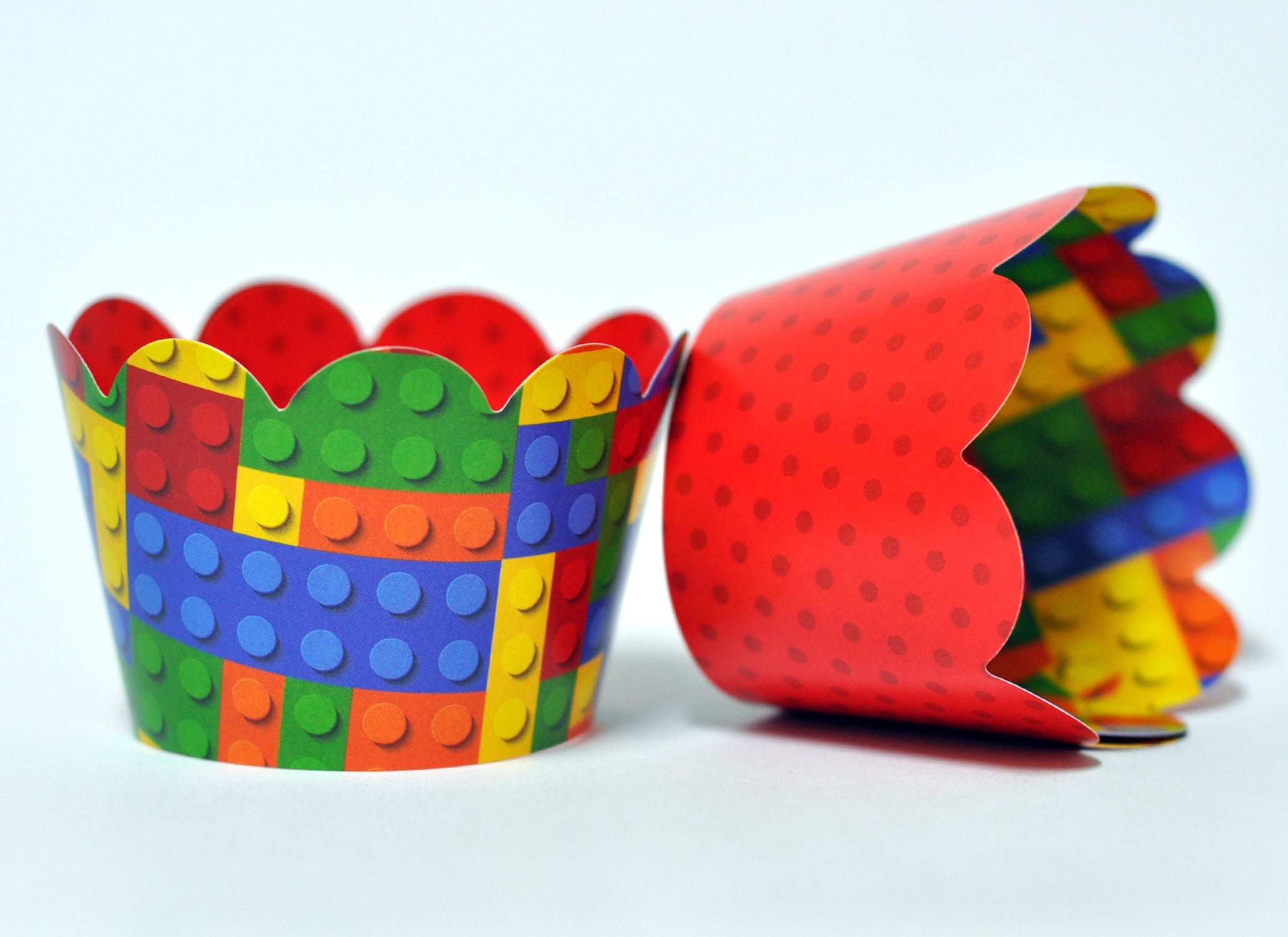 Colorful Building Brick Cupcake Wrappers for Kids Birthday Parties ...