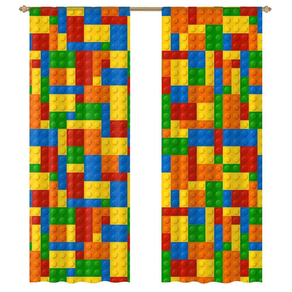 Colorful Building Bricks Small Plastic Blocks Modern Tulle Window ...