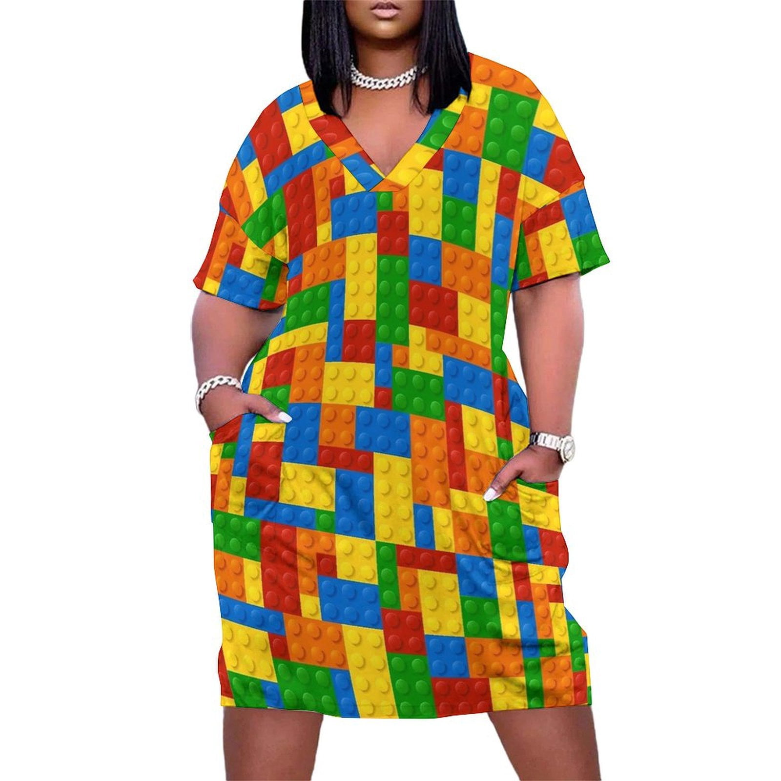 Colorful Building Bricks Small Plastic Blocks Summer Dresses for Women ...