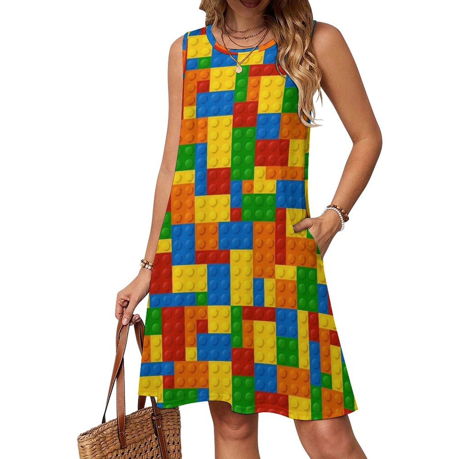 Colorful Building Bricks Small Plastic Blocks Summer Spring Dress Women ...